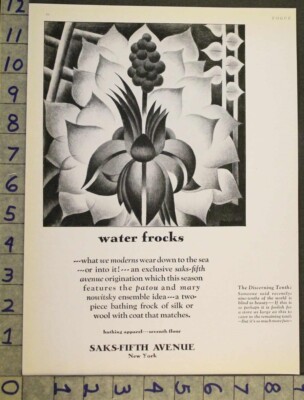 1928 ART DECO FASHION SAKS FIFTH AVENUE BATHING SUIT FROCK PATOU MARY ...