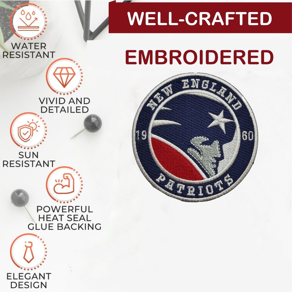 New England Patriots NFL Team Logo Iron On Patch - Sew Patch ...