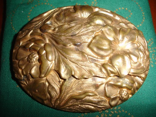 Art Nouveau/Art Decom Brass Brooch - Large Oval | eBay