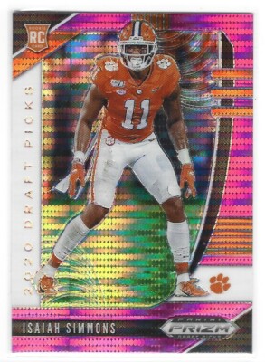 ISAIAH SIMMONS 2020 PRIZM DRAFT PINK PULSAR ROOKIE CARDINALS CLEMSON ...