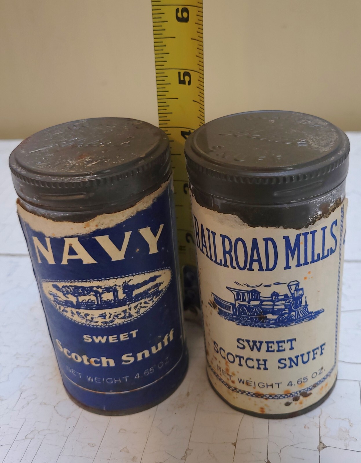 Navy and Railroad Mills Sweet Scotch Snuff Tins 4.65 oz. Size, Helme ...