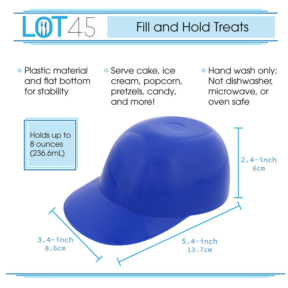Lot45 Mini Baseball Helmet Ice Cream Snack Bowls - 12pc 8oz Blue ...