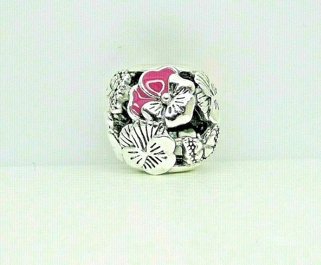 Pandora Authentic Charm 790759C01 925 Silver Pink Pansy Flower Friends ...