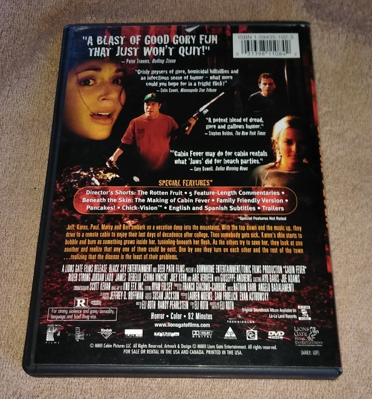 Cabin Fever DVD Horror Rider Strong Jordan Ladd James Debello Eli Roth ...