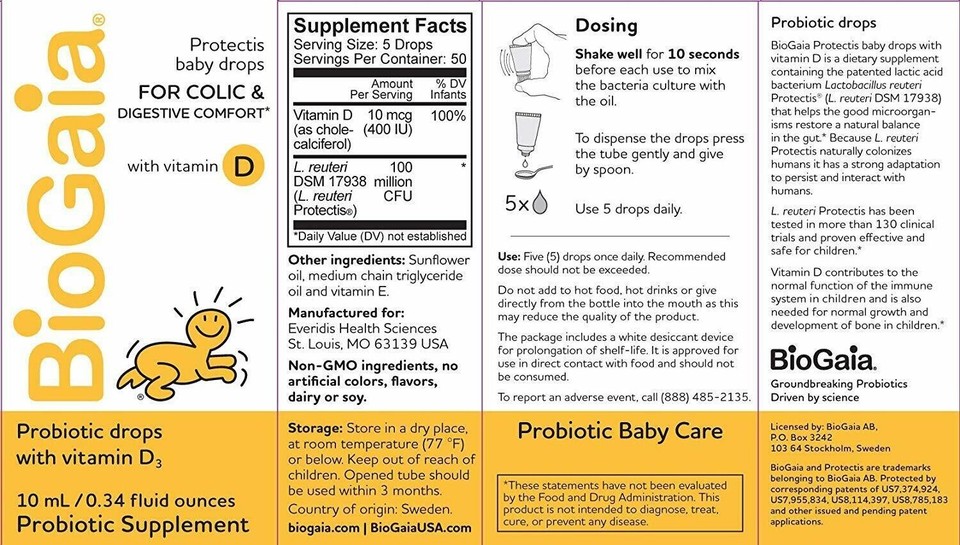BioGaia Probiotics Drops With Vitamin D for Baby, Infants, Newborn and ...