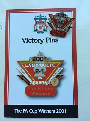 DANBURY MINT LIVERPOOL FC VICTORY PIN BADGE 2001 THE FA CUP WINNERS VS ...