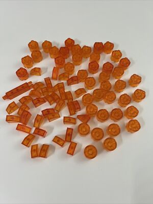 LEGO LOT 78 PCS TRANS ORANGE ROUND BRICK 2X2 1X2 SLOPE VARIETY BUILDING ...