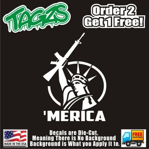'Merica AR-15 NRA 2A Gun DieCut Vinyl Window Decal Sticker Car Truck ...