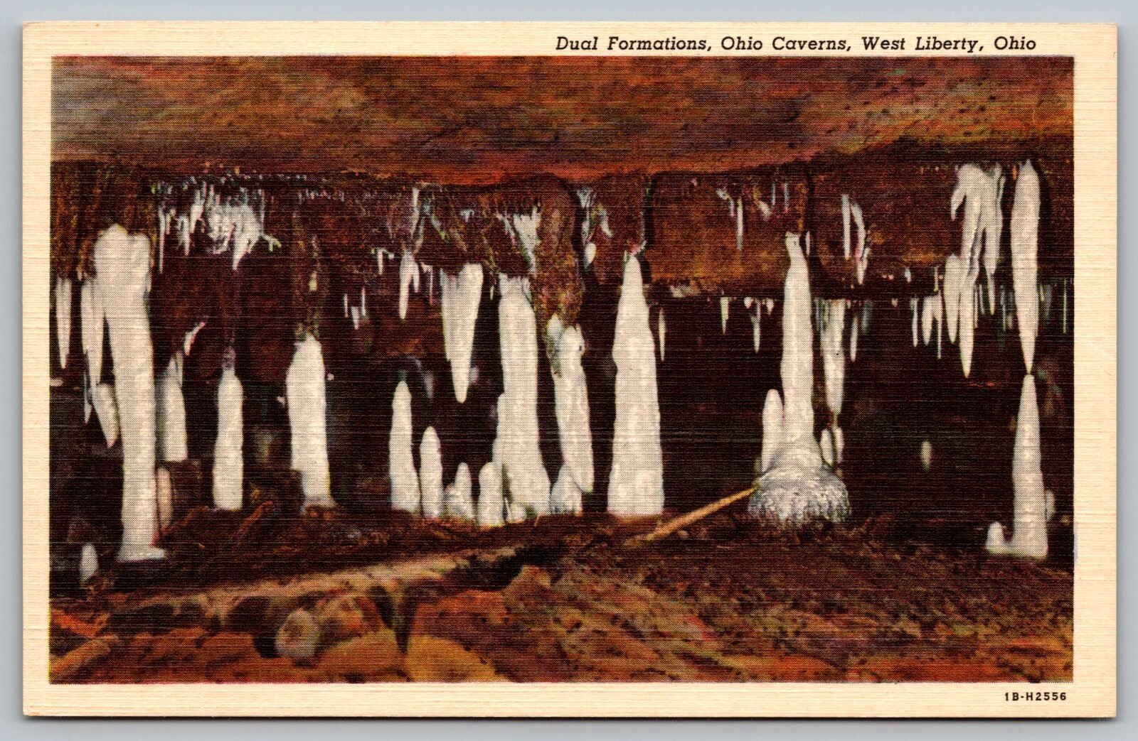 Dual Formations Ohio Caverns West Liberty Ohio OH Vtg Postcard c1940 D1 ...