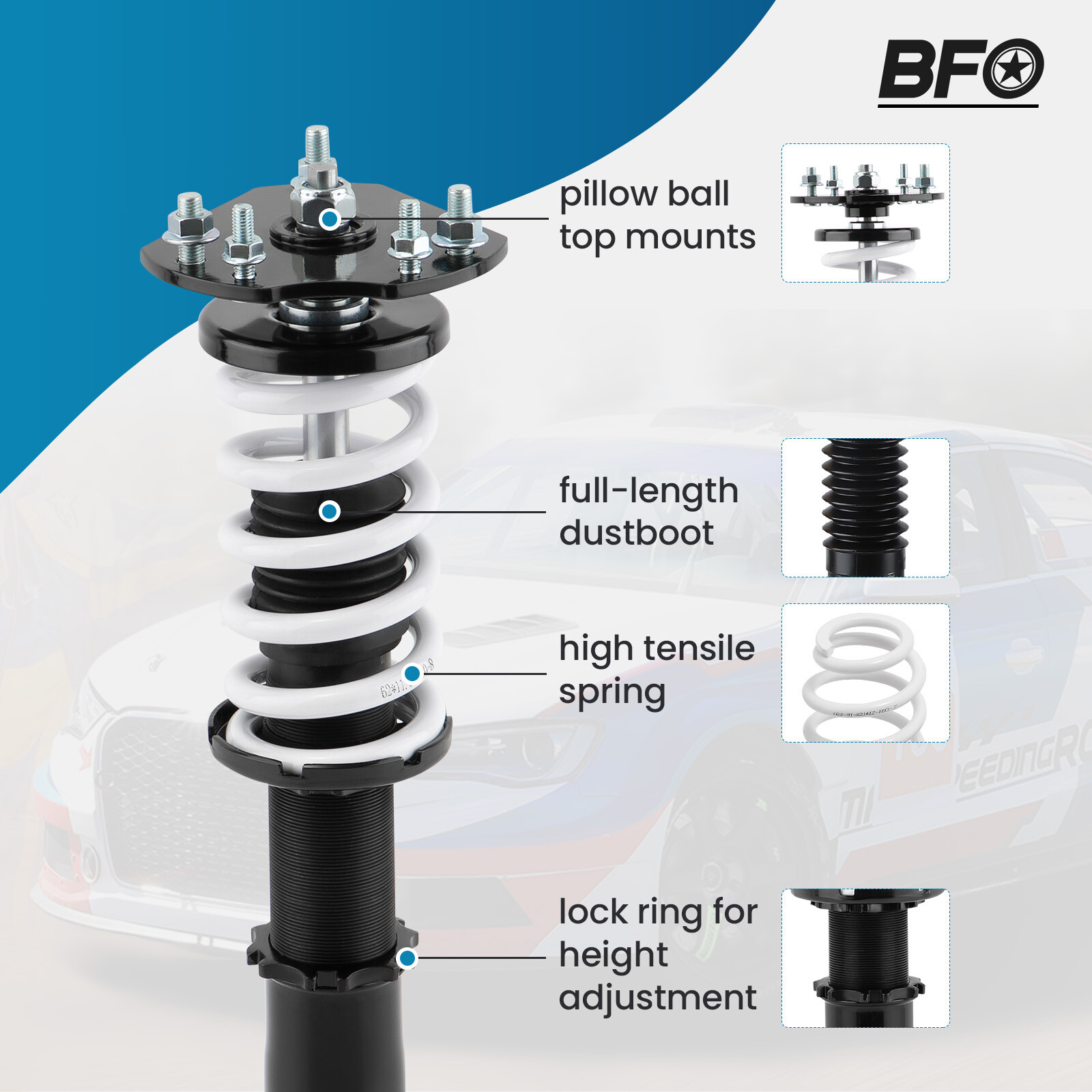 BFO Coilovers Suspension Struts Kit for Honda Prelude 1992-2001 Coupe 2 ...