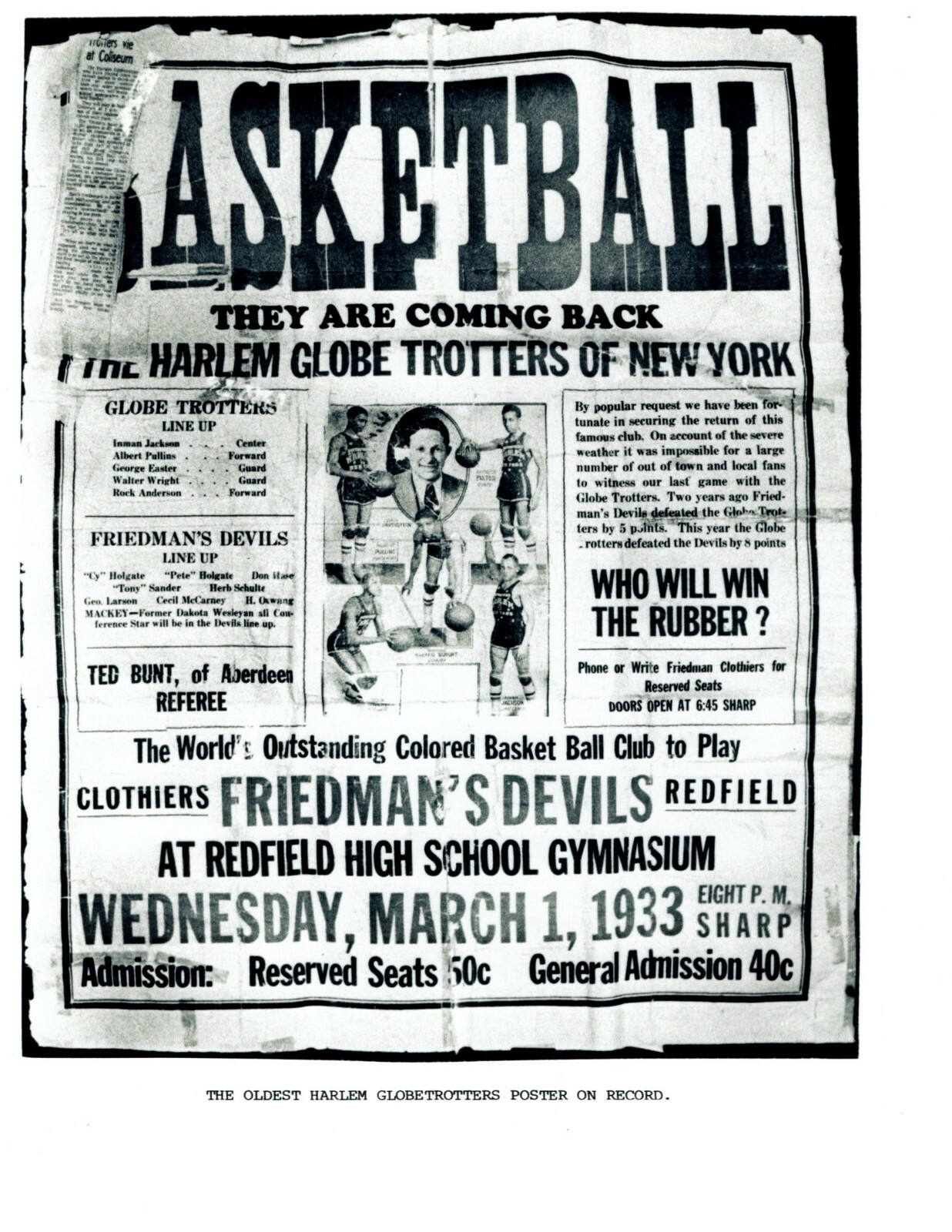1933 HARLEM GLOBETROTTERS 8X10 TEAM POSTER REPRO BASKETBALL CLOWNS | eBay