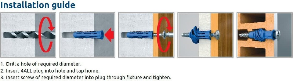 Rawlplug Rawl 4All Wall Fixings Plugs With Screws - Concrete Brickwork ...