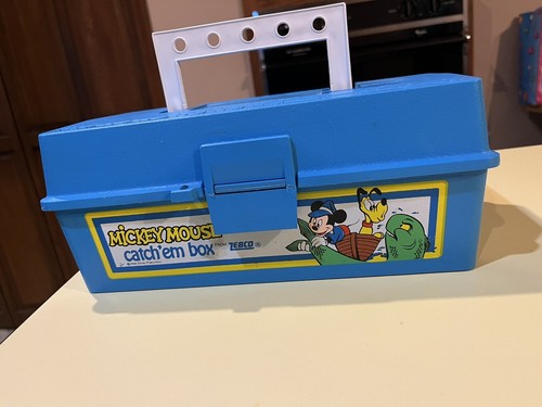 Mickey Mouse Tackle Box Zebco Fish Fishing Kid Storage Tray Blue Disney ...