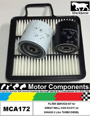 FILTER SERVICE KIT GREAT WALL V200 K2 GW4020 2L TURBO DIESEL 9/11 ...