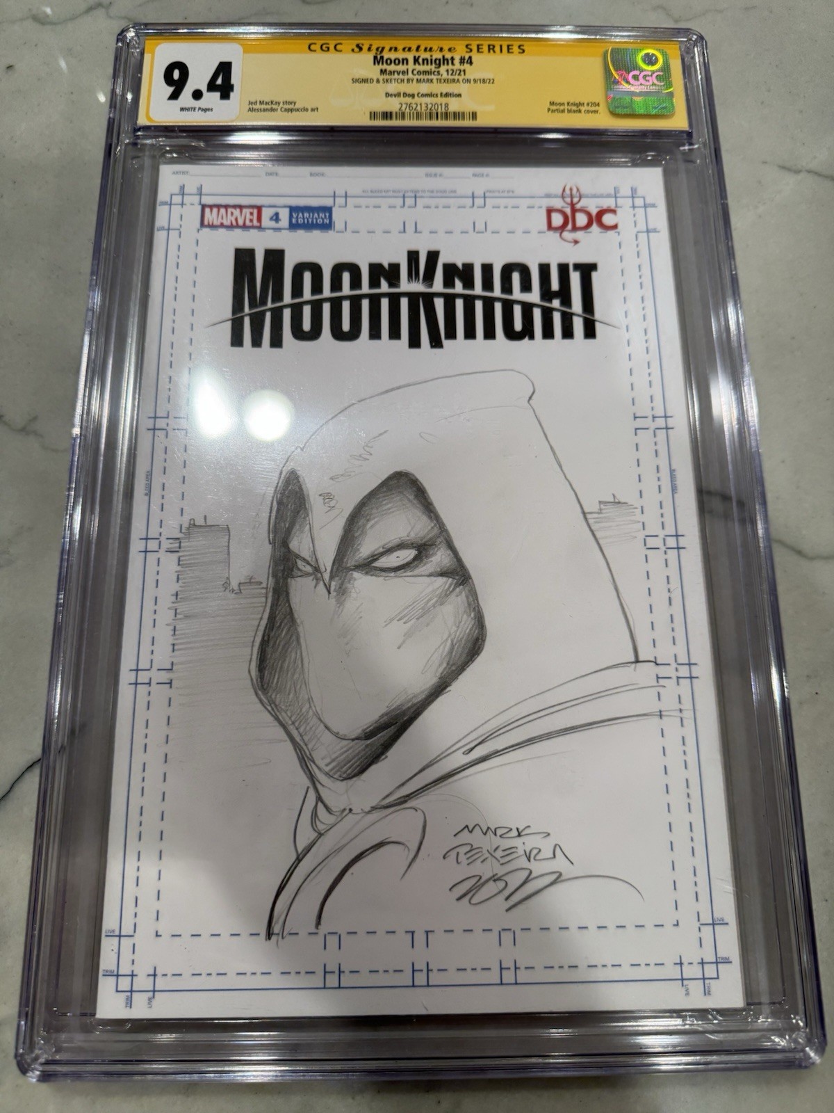 Moon Knight #4 Sketch CGC 9.4 SS Signed & Moon Knight Sketch by Mark ...