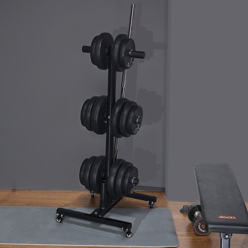 Uimoso Vertical Weight Plate Rack Home Gym Barbell Storage with Wheels ...