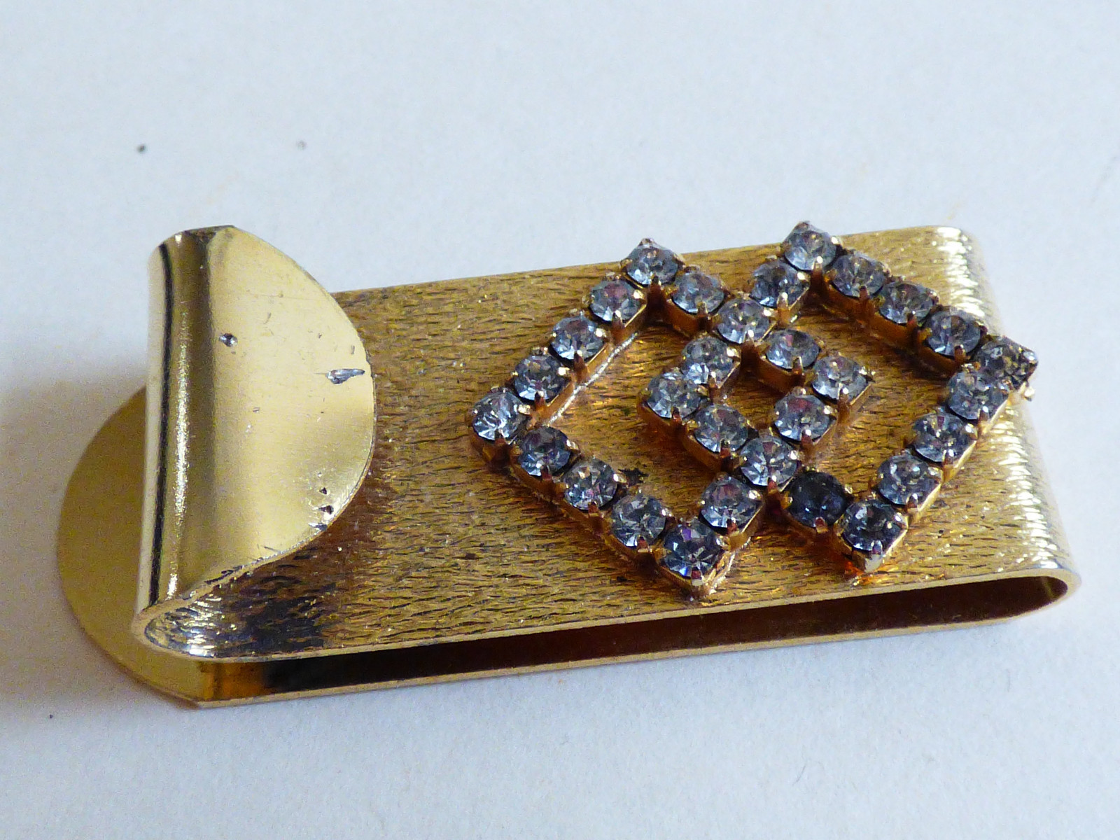 VTG gold tone Clear rhinestones Money Clip | eBay