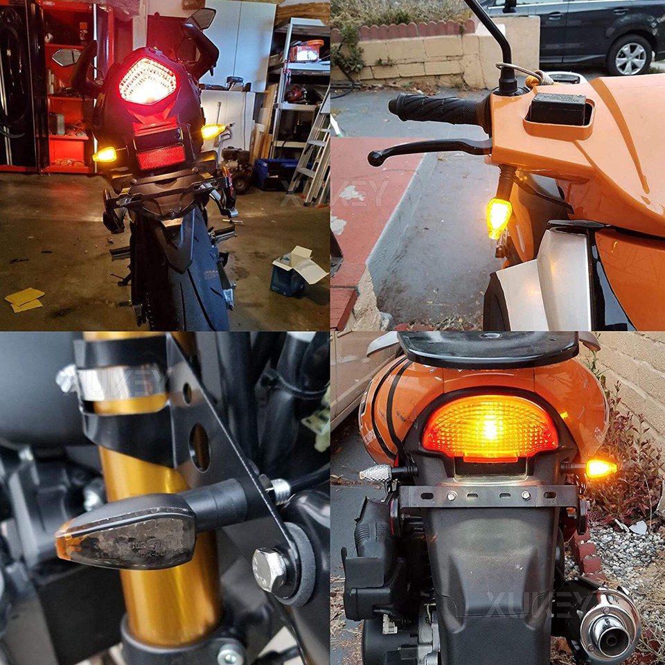 4 Pack Motorcycle Turn Signals Blinker Lights Amber Universal For ...