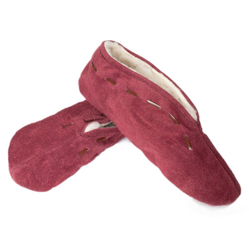 UNISEX. SPANISH SLIPPERS MOCCASIN SHOES REAL LEATHER SUEDE WARM FUR UK2 ...