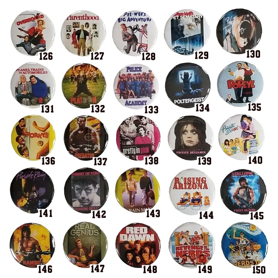 80's Movie Pinback Buttons CHOOSE YOUR SET 80's Retro Party Pop Culture ...