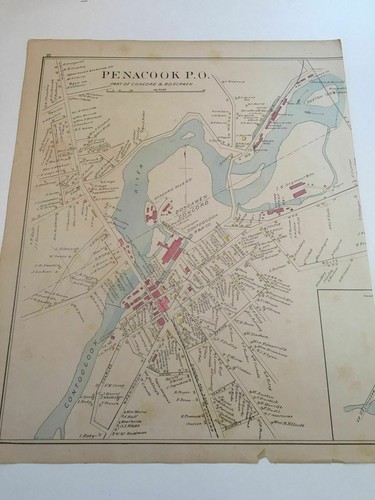 Original 1892 New Hampshire Map 15x17 Concord,Penacook | eBay