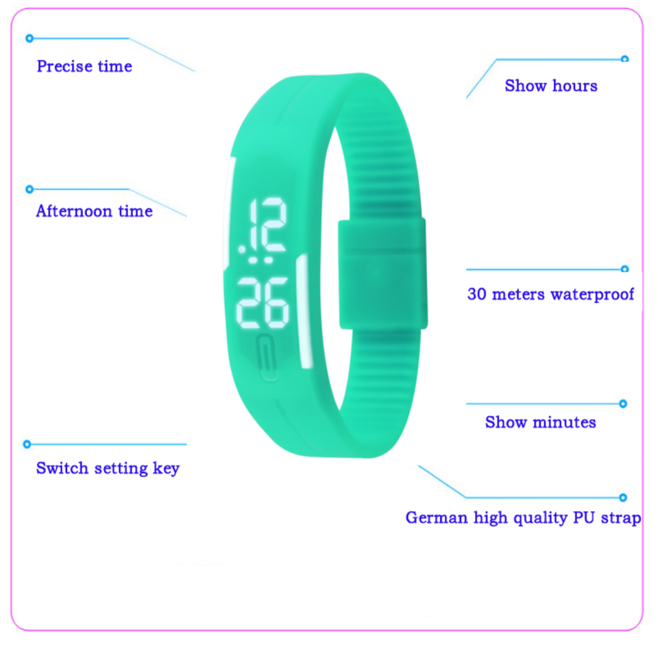 Waterproof LED Digital Rubber Sports Watch Bracelet Digital WristWatch ...