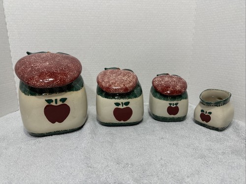 Vintage 4 Piece Ceramic Lidded Apple Canister Set Cute Decor 90’s 2000 ...