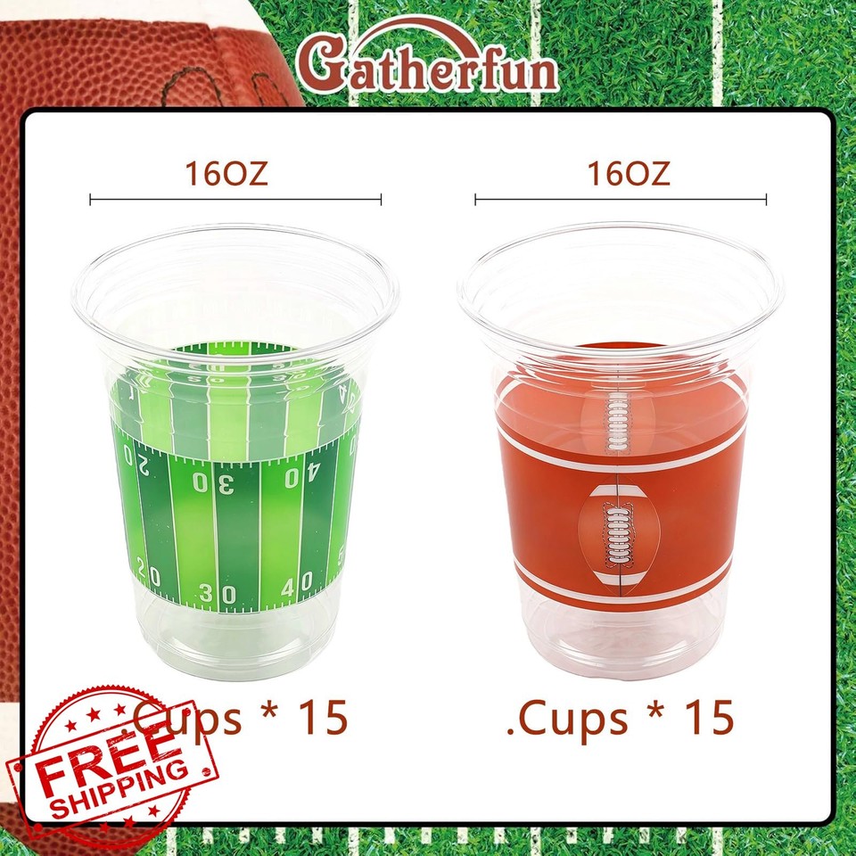SARATA 30pc Football Party Cups, 16oz Reusable Plastic, Game Day ...