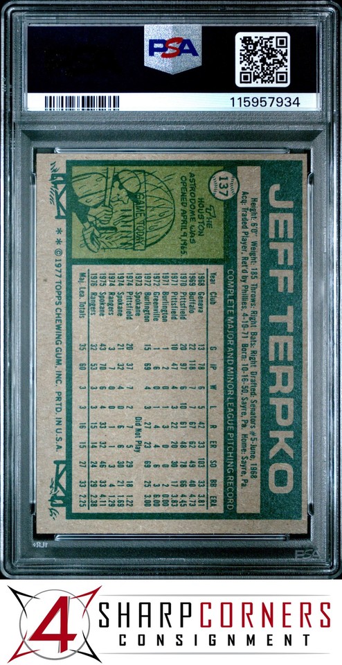 1977 TOPPS #137 JEFF TERPKO RC RANGERS PSA 9 | eBay
