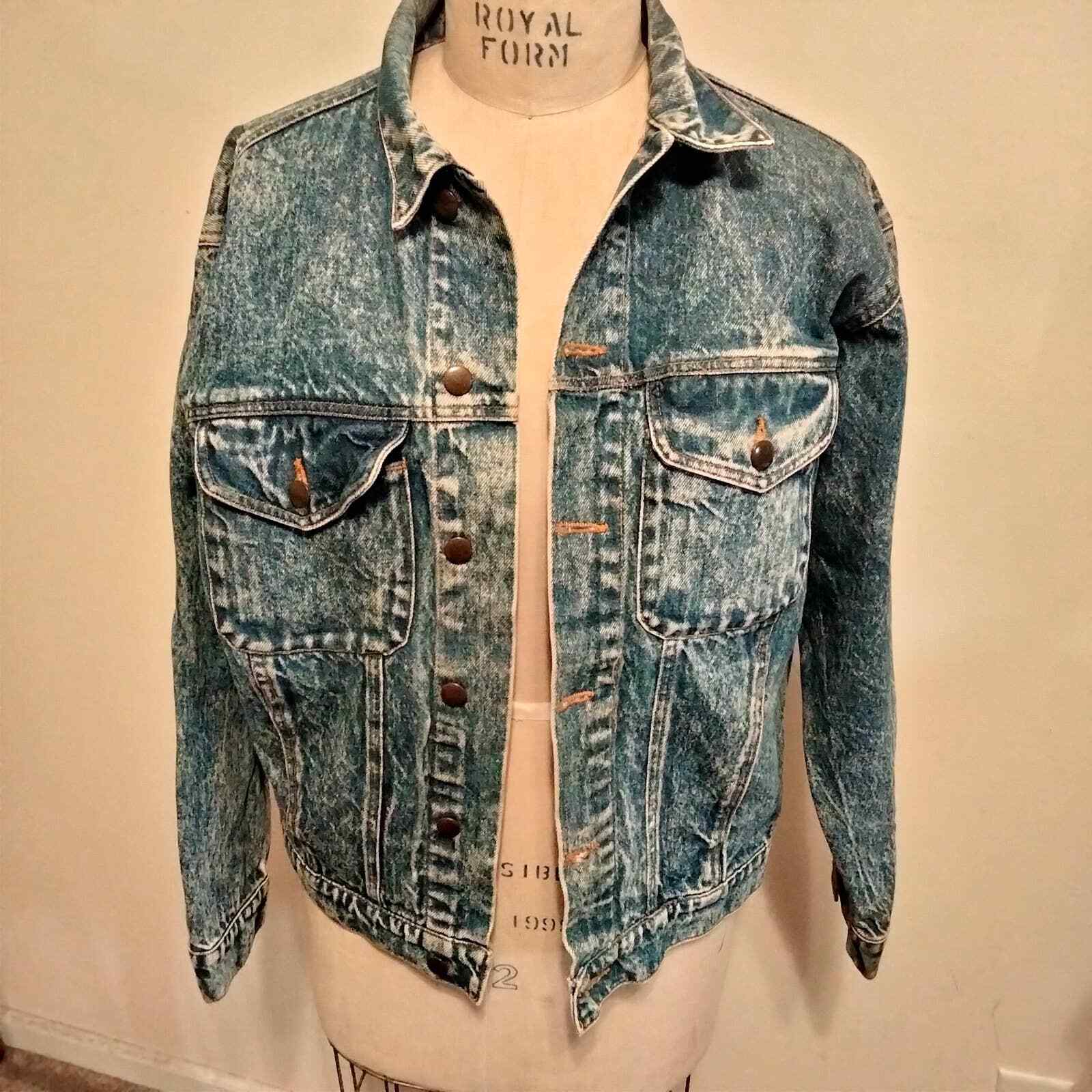 Acid Washed Blue Denim Jean Trucker Jacket Brite N' S… - Gem