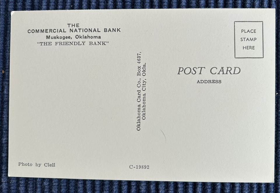 MUSKOGEE, OKLAHOMA OK~The Commercial National Bank~Older Chrome ...