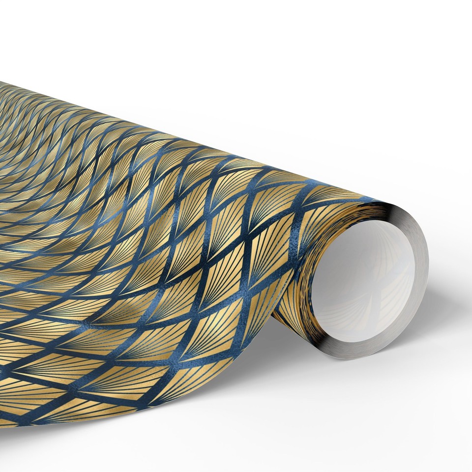 Blue With Gold Print Wrapping Papers | eBay