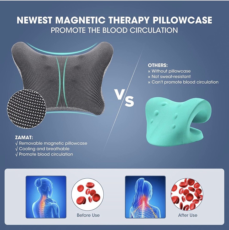 ZAMAT Neck and Shoulder Relaxer with Magnetic Therapy Pillowcase, Neck ...