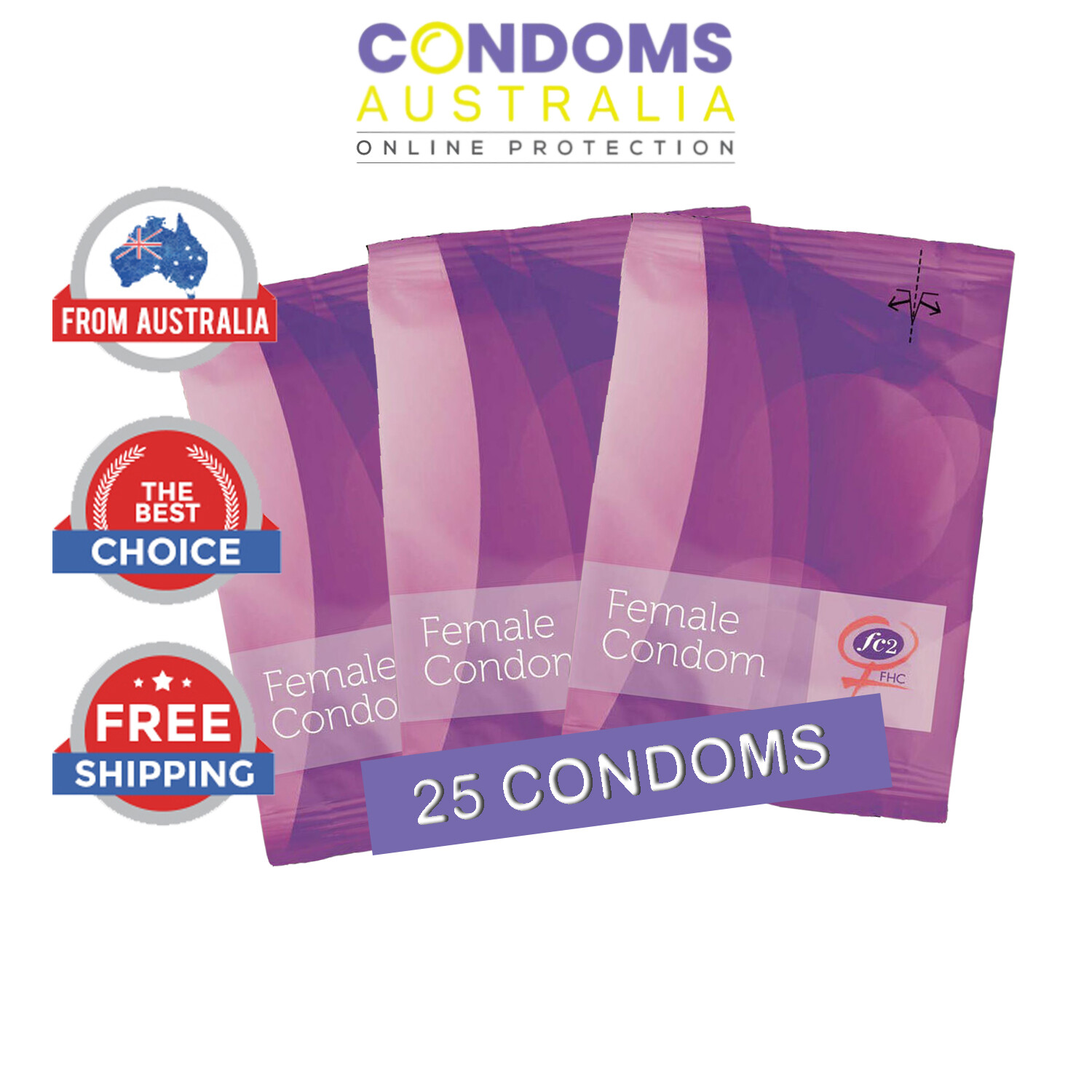 Glyde Newest Latest FC2 Female Condoms Femidom Female Condom 25 Bulk ...