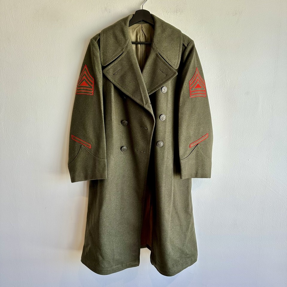 WWII USMC Marine Corps Overcoat Trenchcoat Mint Named Patched | eBay