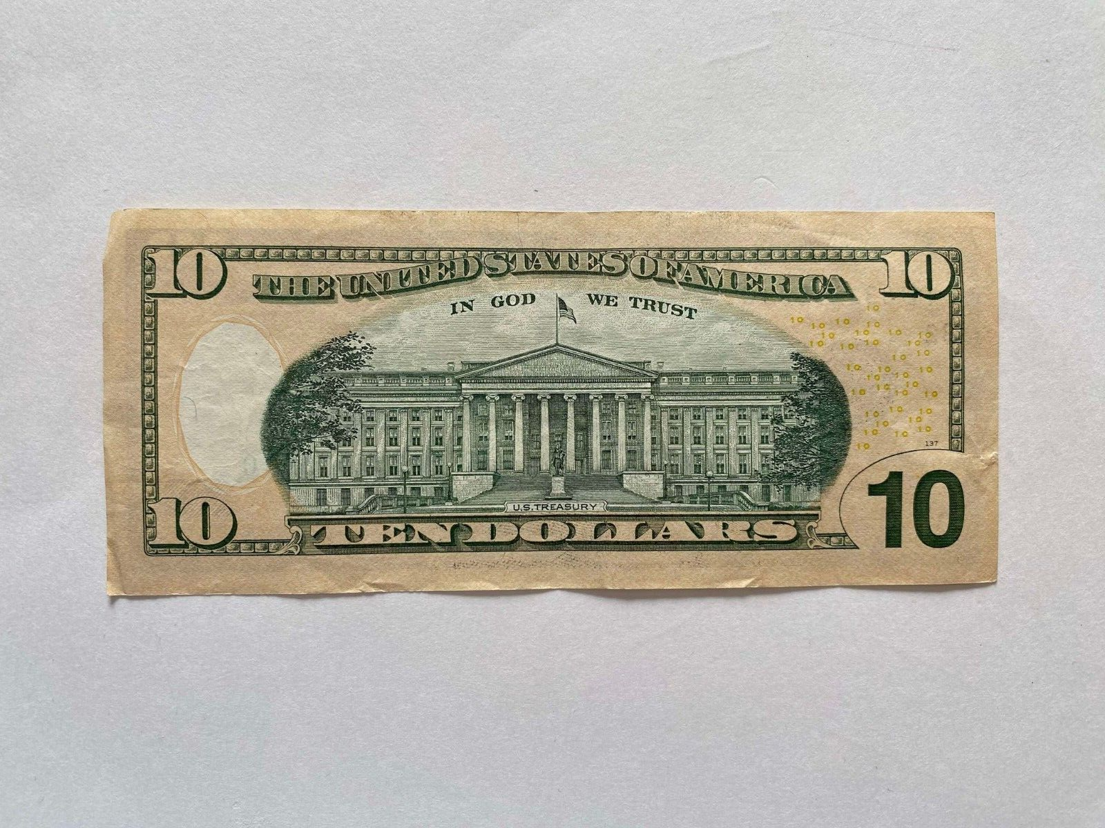 USA Real Money $10 paper money TEN DOLLARS Serial number PB 83257593 C ...