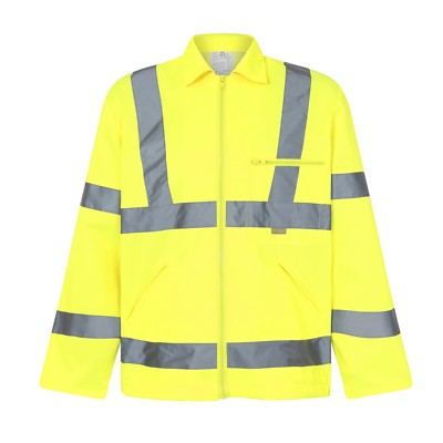 Hi Viz Yellow Poly Cotton Lightweight Reflective Jacket |M-2XL| | eBay UK