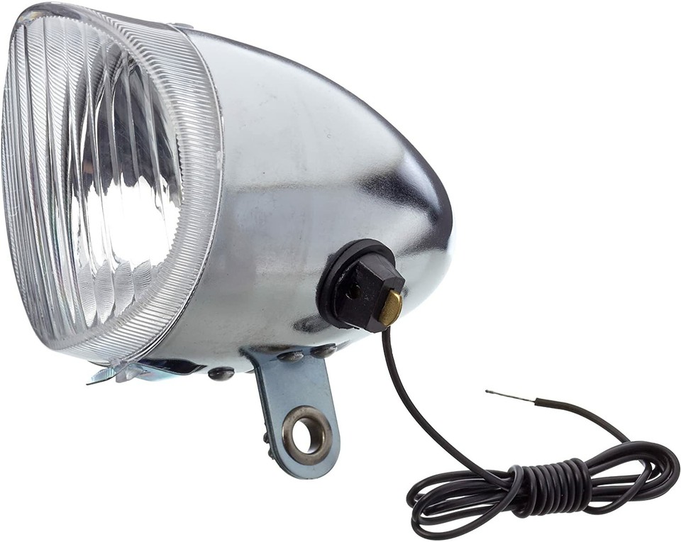 bike dynamo light set 6V bulb : chrome front + rear lamp with reflector ...