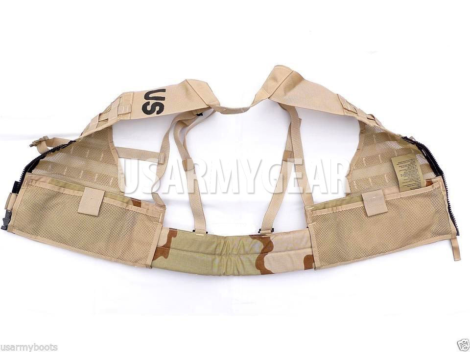 Loaded US Army MOLLE II Desert Tan Fighting Vest FLC LBV 4 Double Pouch ...