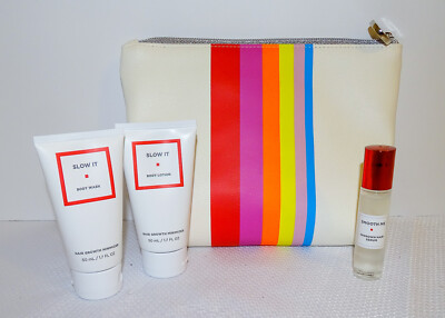 European Wax Center COLORBLOCK COSMETIC MAKEUP BAG w/3 Samples...NEW | eBay