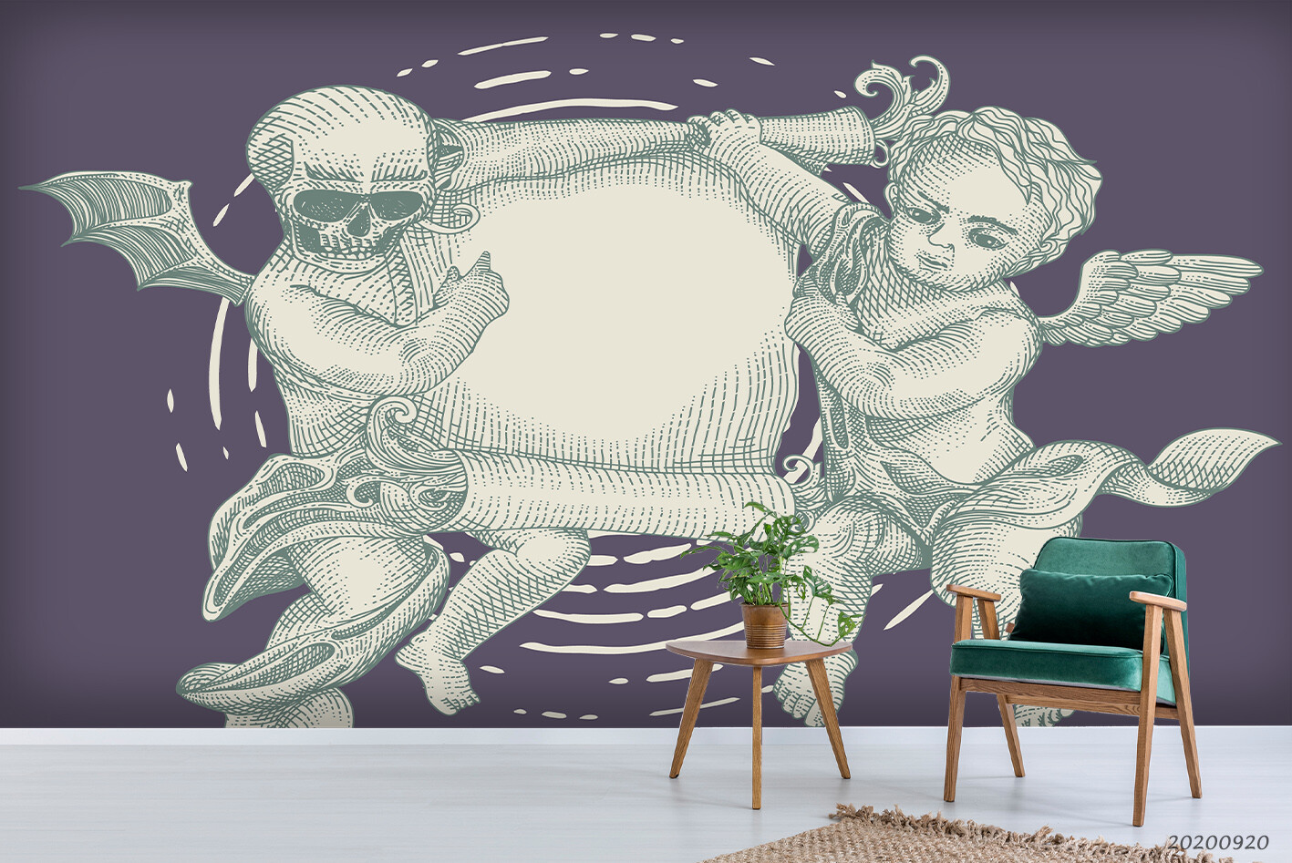 3D Angel Demon Wallpaper Wall Mural Removable Self-adhesive Sticker5870 ...