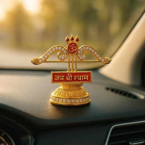 Khatu Shyam Ji Hare Ka Sahara Symbol | Golden Spiritual Idol for Car ...