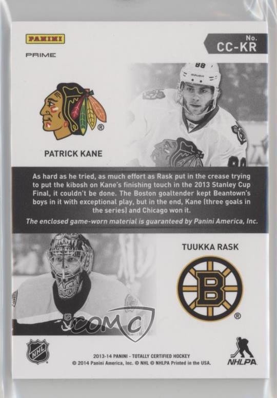 2013-14 Totally Certified Blue Prime /50 Patrick Kane Tuukka Rask #CC ...