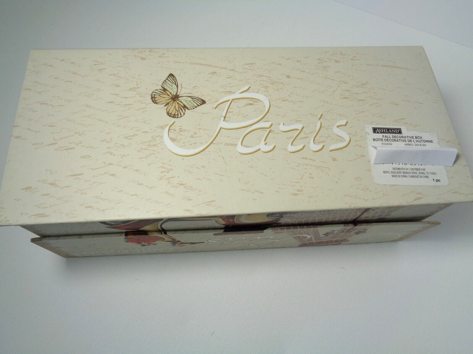 Paris Theme Storage Box Magnetic Closure 11.75" X 5.25" X 4.25" Gift ...