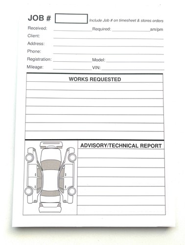 Garage Repair Job Cards A5 Time Sheet Works Pad Image 100 Workshop ...