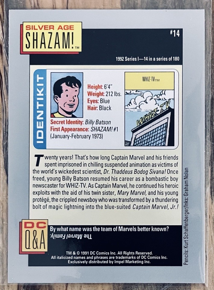 DC Comics SILVER AGE SHAZAM #14 1992 Hero Heritage Trading Card Series ...
