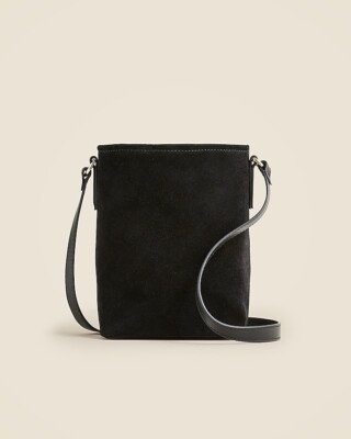 J.Crew Small Berkeley Crossbody Mini Bucket Bag in Black Suede and ...