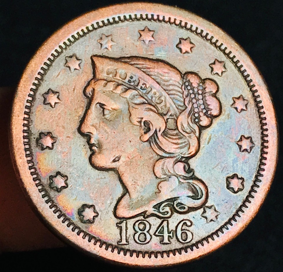 1846 Large Cent Matron Braided Hair 1C TALL DATE US Coin CC24269 | eBay