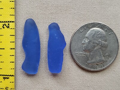 GENUINE BEACH SEA GLASS SURF TUMBLED CORNFLOWER LIGHT BLUE LONG SHAPE ...