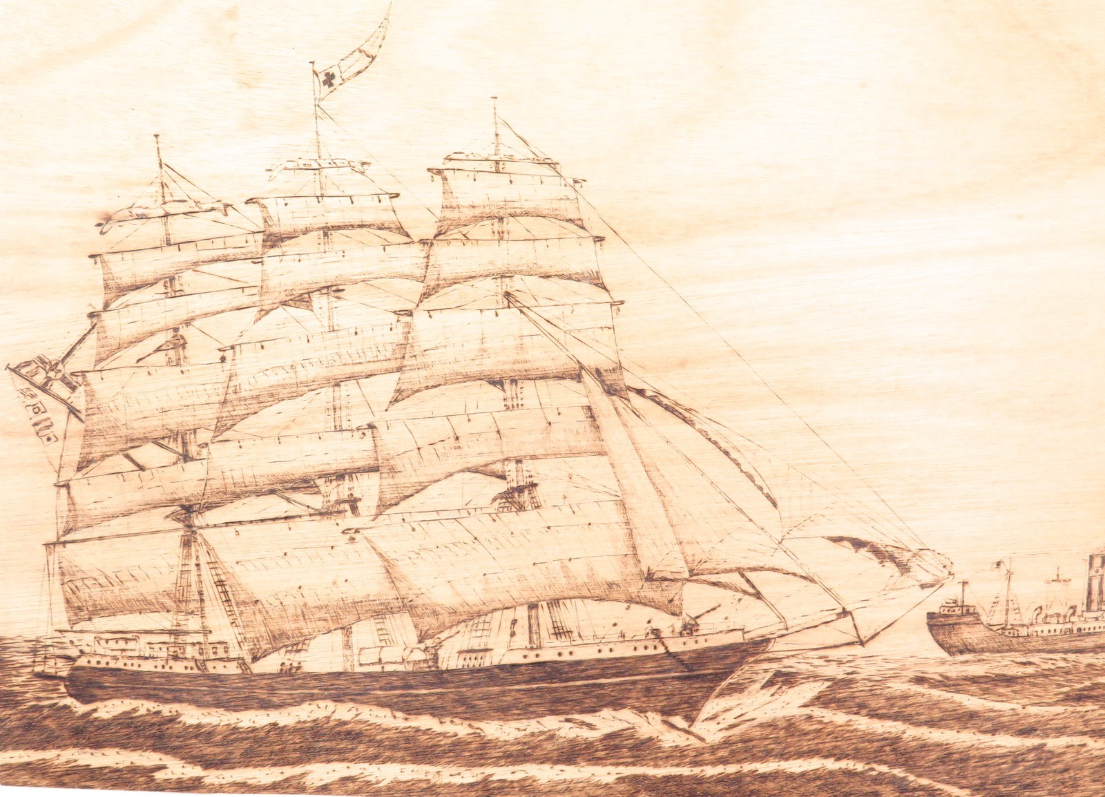.WW1 GERMAN RAIDER “SMS SEEADLER ATTACKING BRITISH” SUPERB LARGE ...